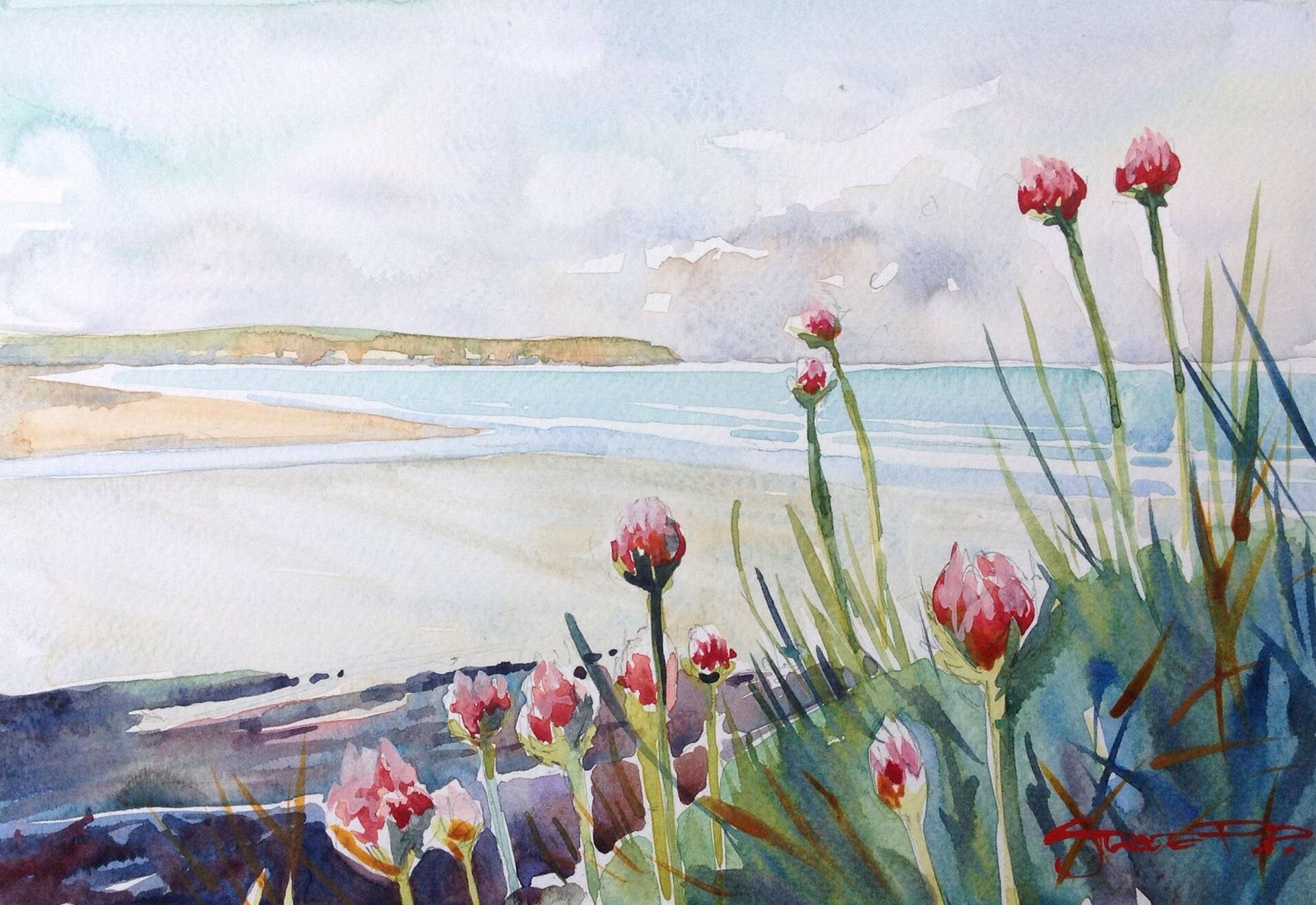 Calming Woolacombe Beach - Abstract Beach Flower Picture-coast Art ...