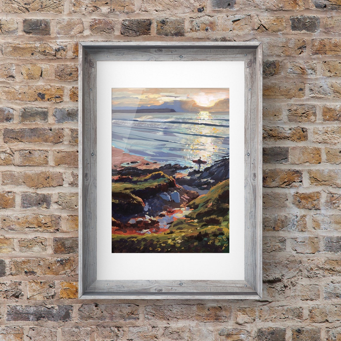 Woolacombe Devon Surfer Picture - Summer Sunset Art - North Devon Surf ...