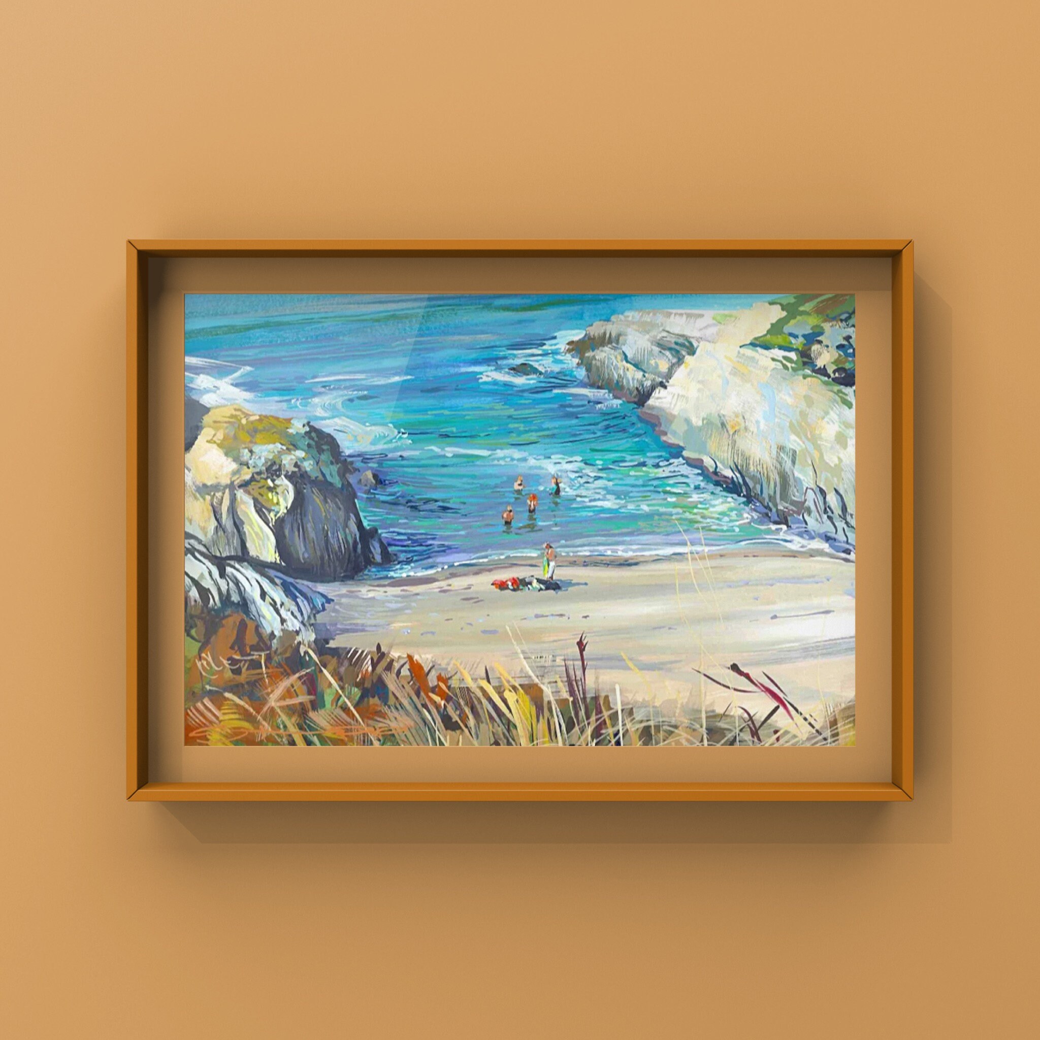 Woolacombe North Devon Beach Wall Picture -summer Beach Painting - Sea ...