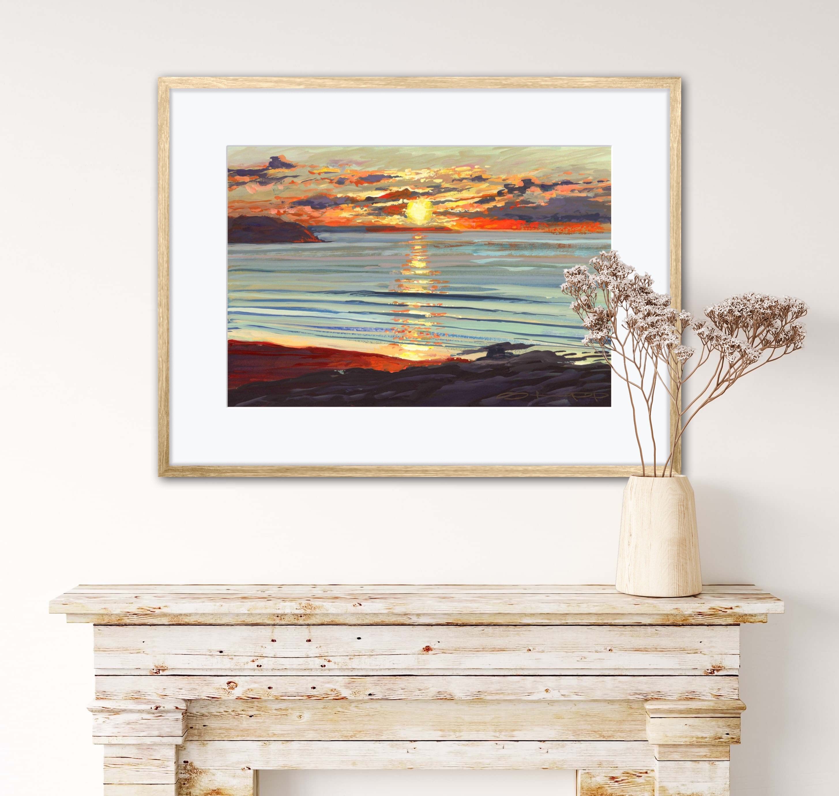 Shining Through-woolacombe Beach Sunset Art Print Coast Picture North ...
