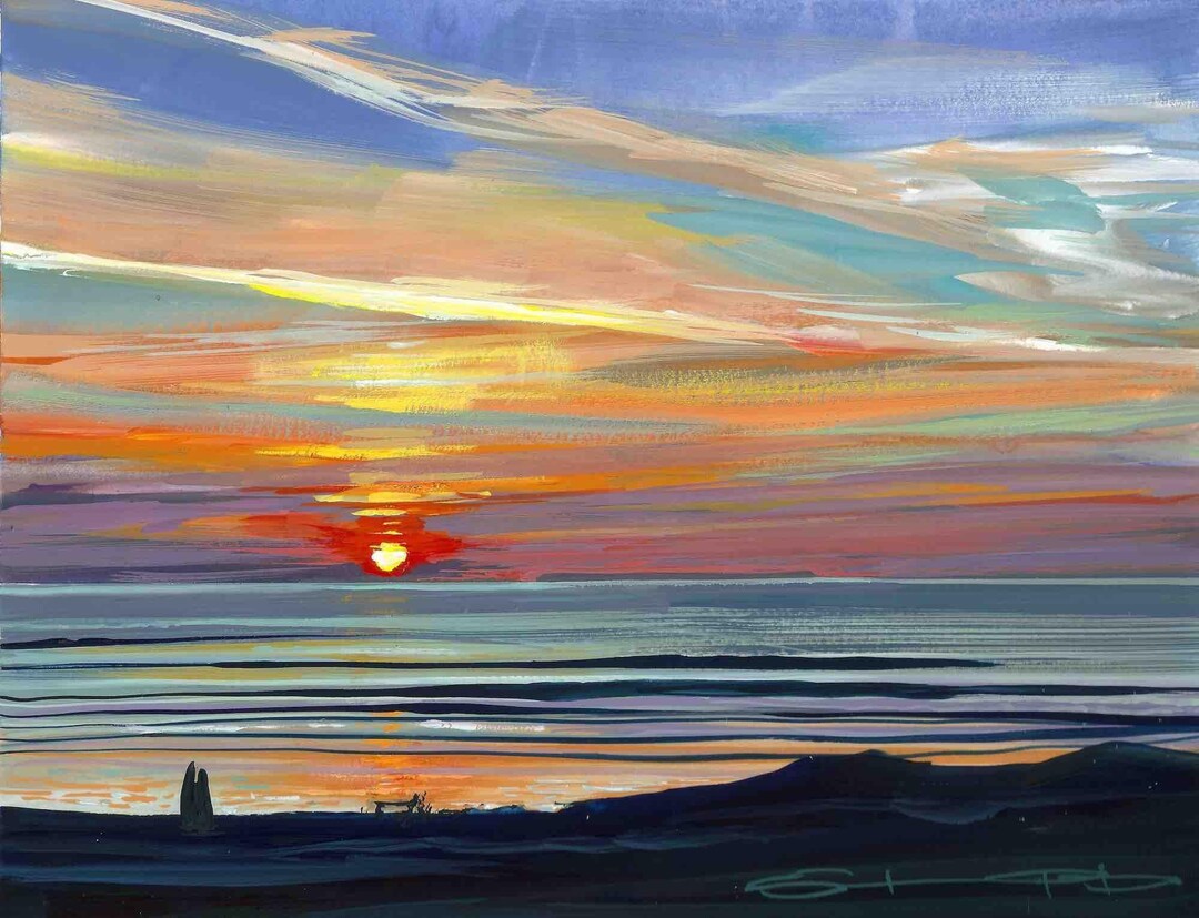 Sunset Woolacombe Beach Sea Art Print for Living Room Woolacombe ...