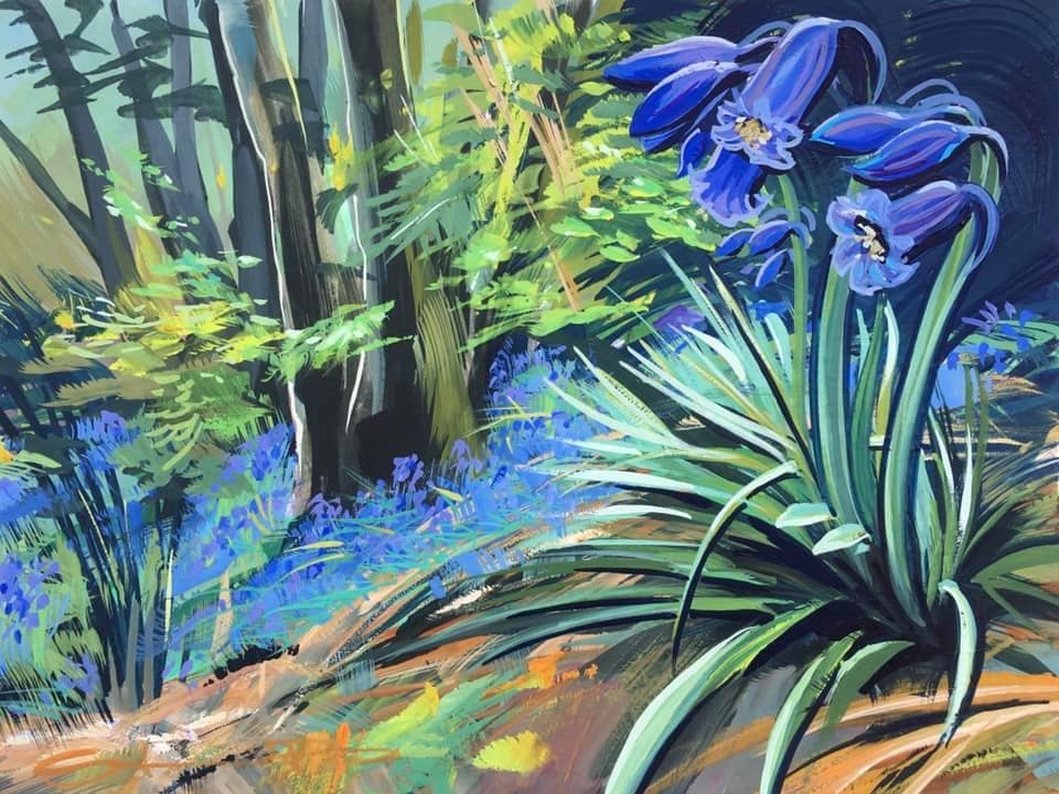 Spring Bluebells Floral Original Artwork Woods Wildflowers Print for ...