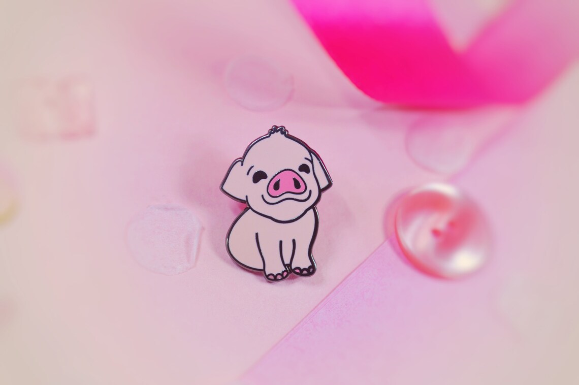 Pig Hard Enamel Pin Piggy Pin Badge Farm Animal Piglet - Etsy