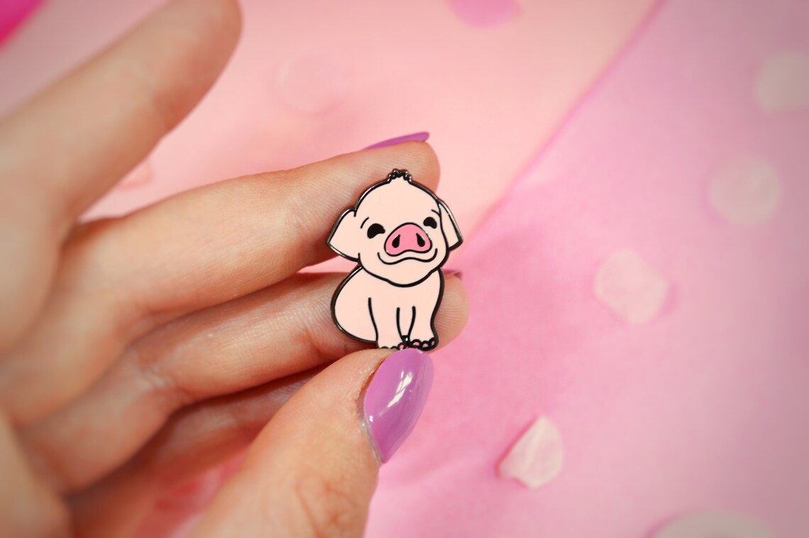 Pig Hard Enamel Pin Piggy Pin Badge Farm Animal Piglet - Etsy