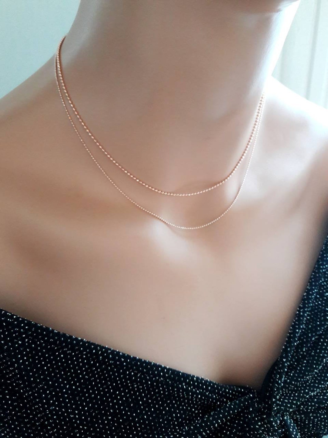 Rose Gold Choker Necklacerose Gold Ball Chain Chokerdainty - Etsy