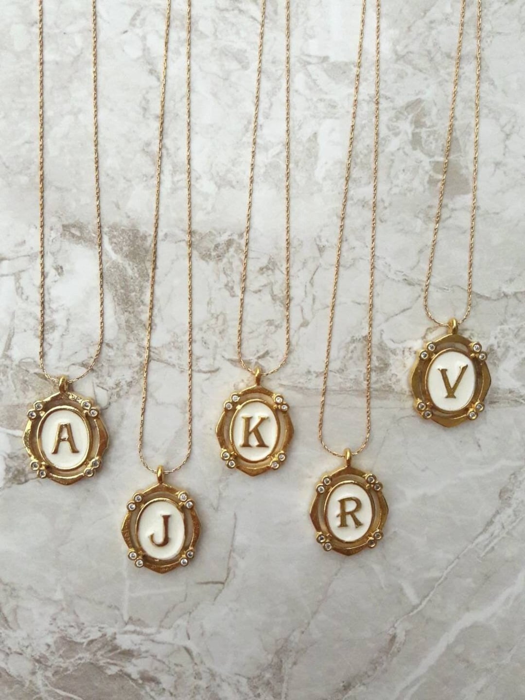 Gold Initial Tag Necklace Custom Name Necklace Vintage Necklace Custome ...