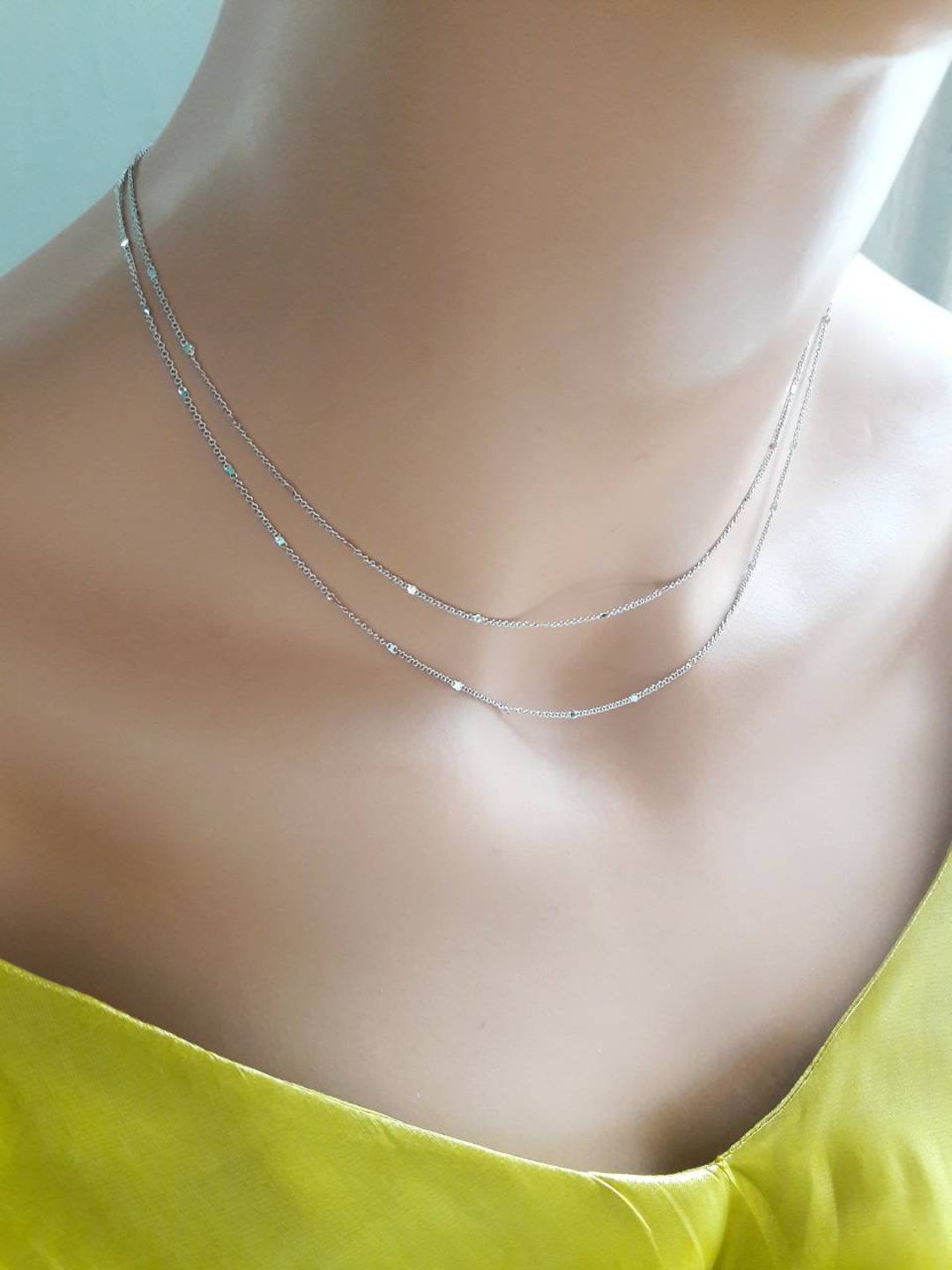 Dainty Silver Chain Choker Necklace Delicate Silver Necklace Simple ...