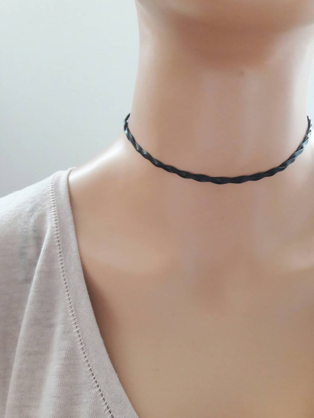 Black Leather Choker Necklace,thin Black Choker,collar Choker,delicate ...