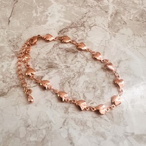 Rose Gold Chain Bracelet Rose Gold Heart Chain Bracelet Delicate Rose ...