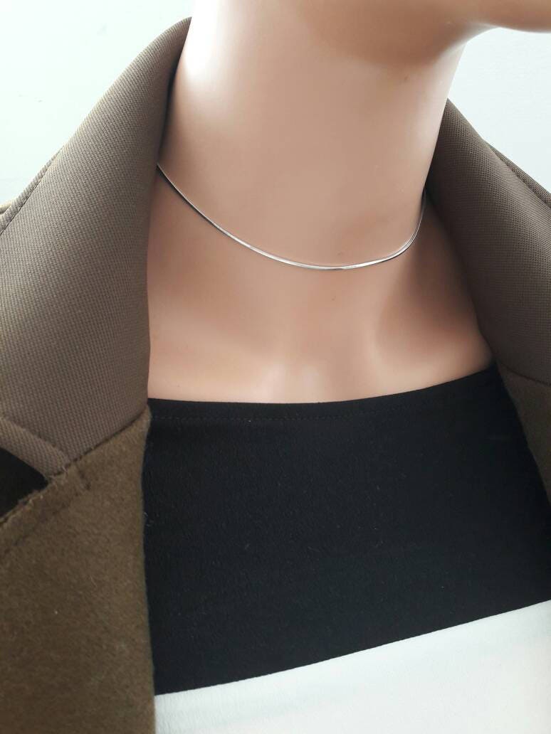 Silver chokersilver chain choker necklacedainty | Etsy