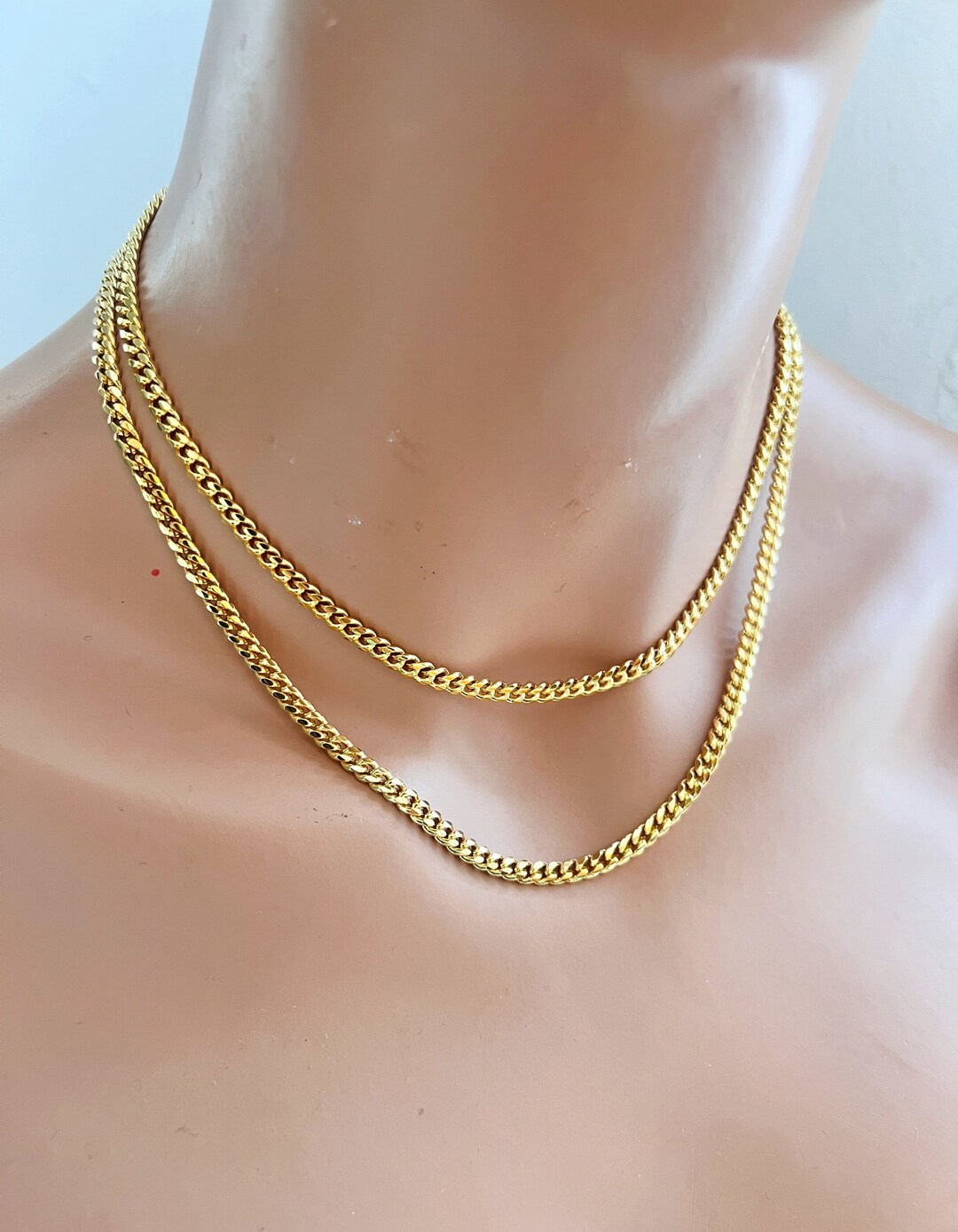 Gold Chain Necklace Curb Chain Necklace Gold Chain Choker Necklace for ...