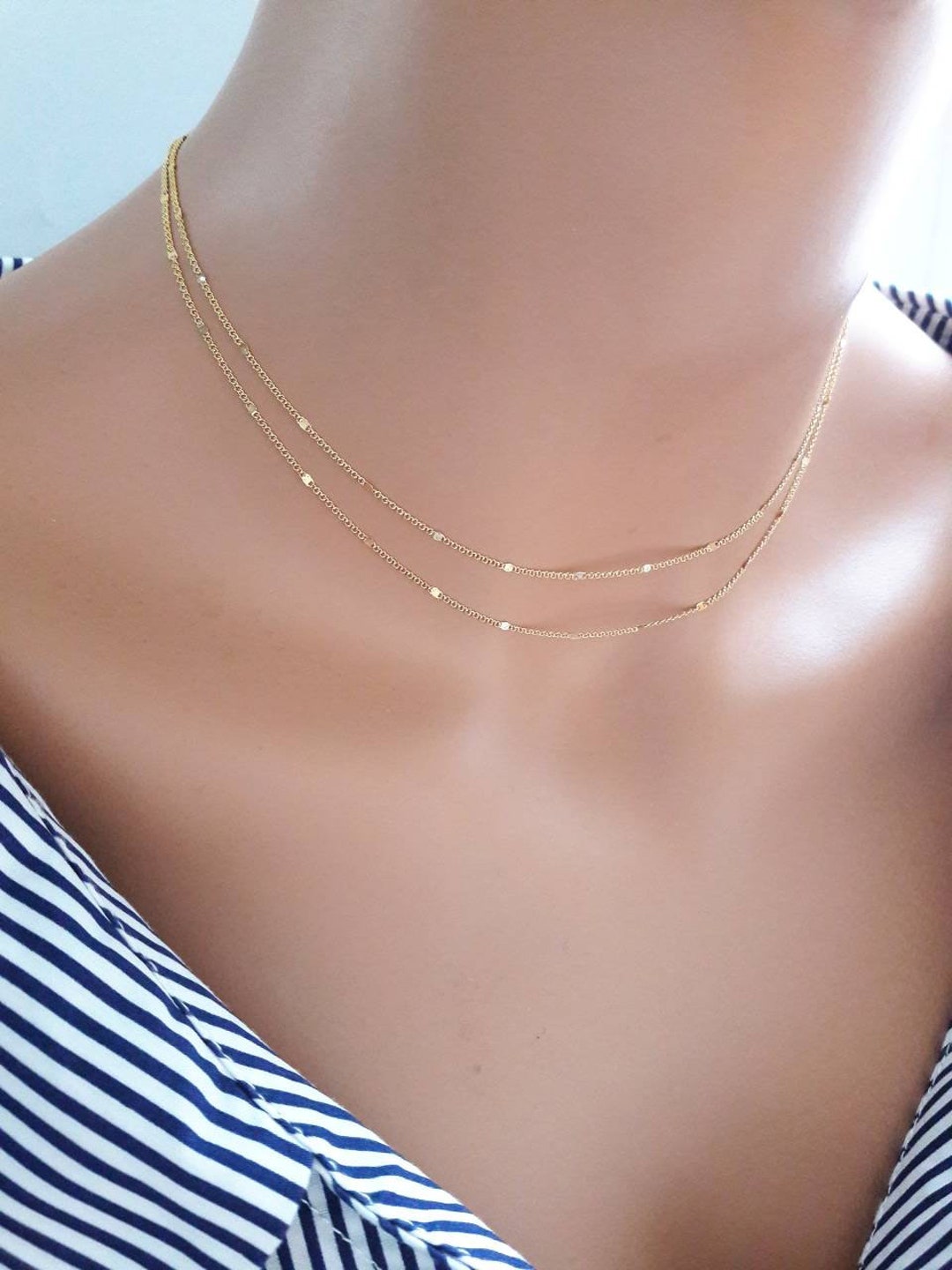 Dainty Gold Chain Choker Necklace Layered Necklace Delicate Chain ...