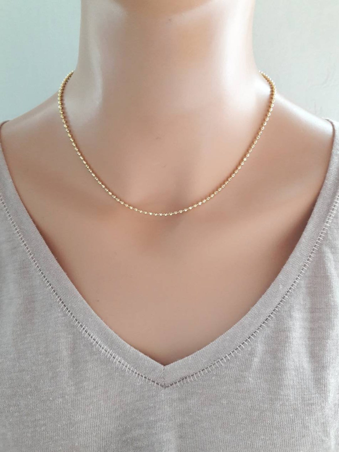 Dainty Gold Chain Choker Necklace Gold Ball Chain Necklace Delicate ...