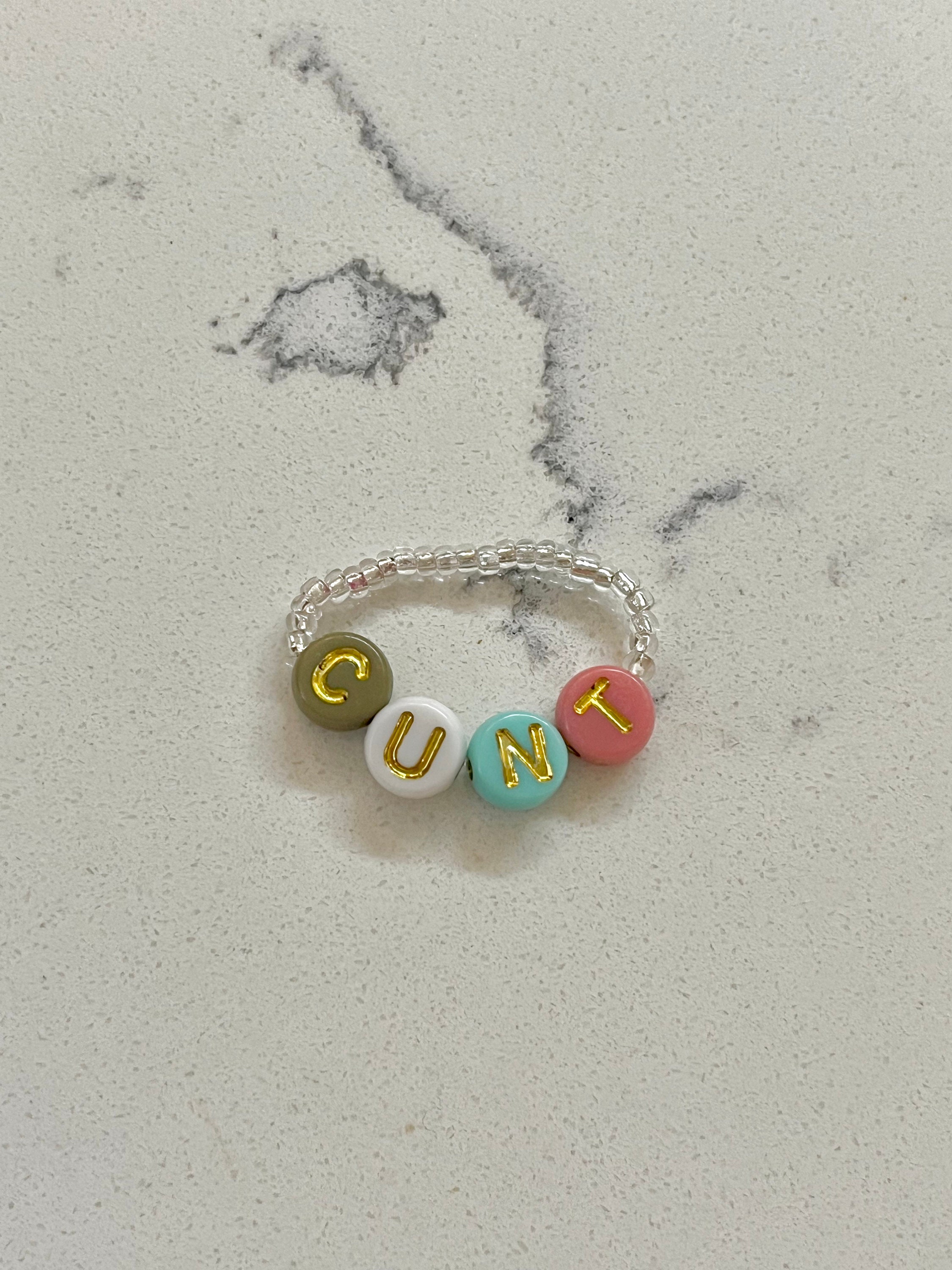 Word Ring | Stretch | Statement | Beaded Ring - Etsy