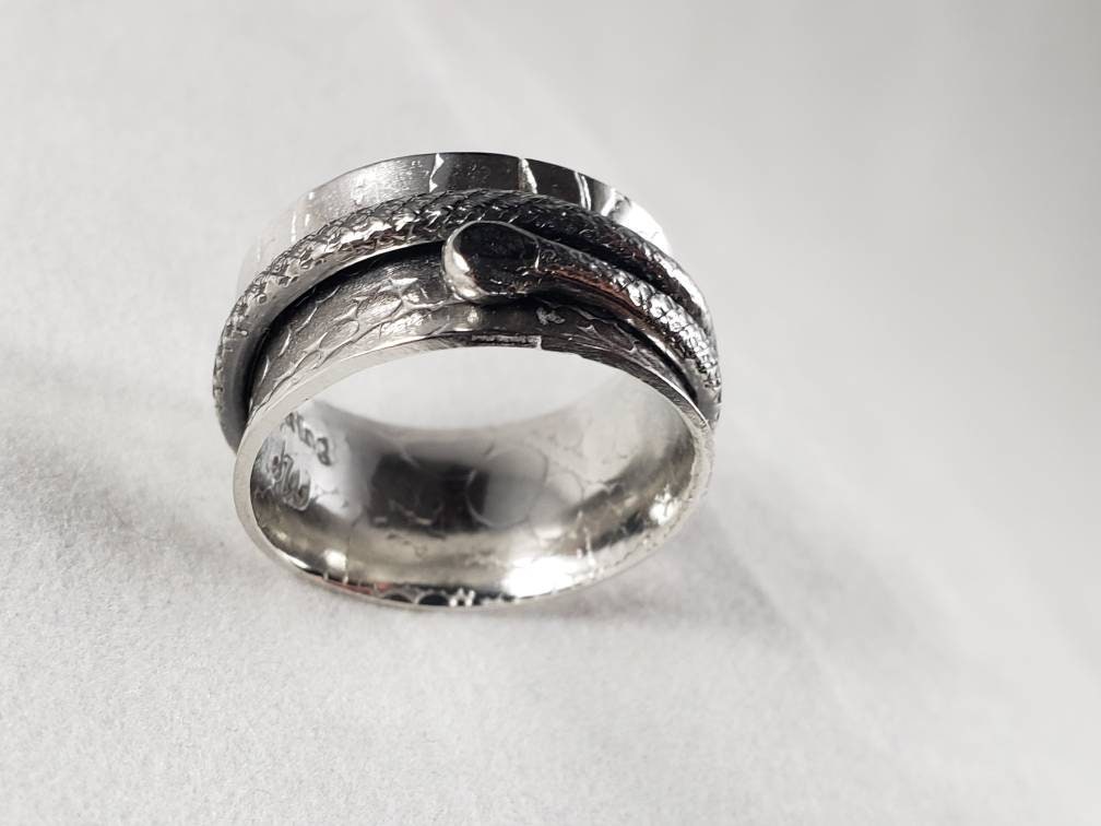 Snake spinner ring silver Snake spinner ring. Men's or | Etsy