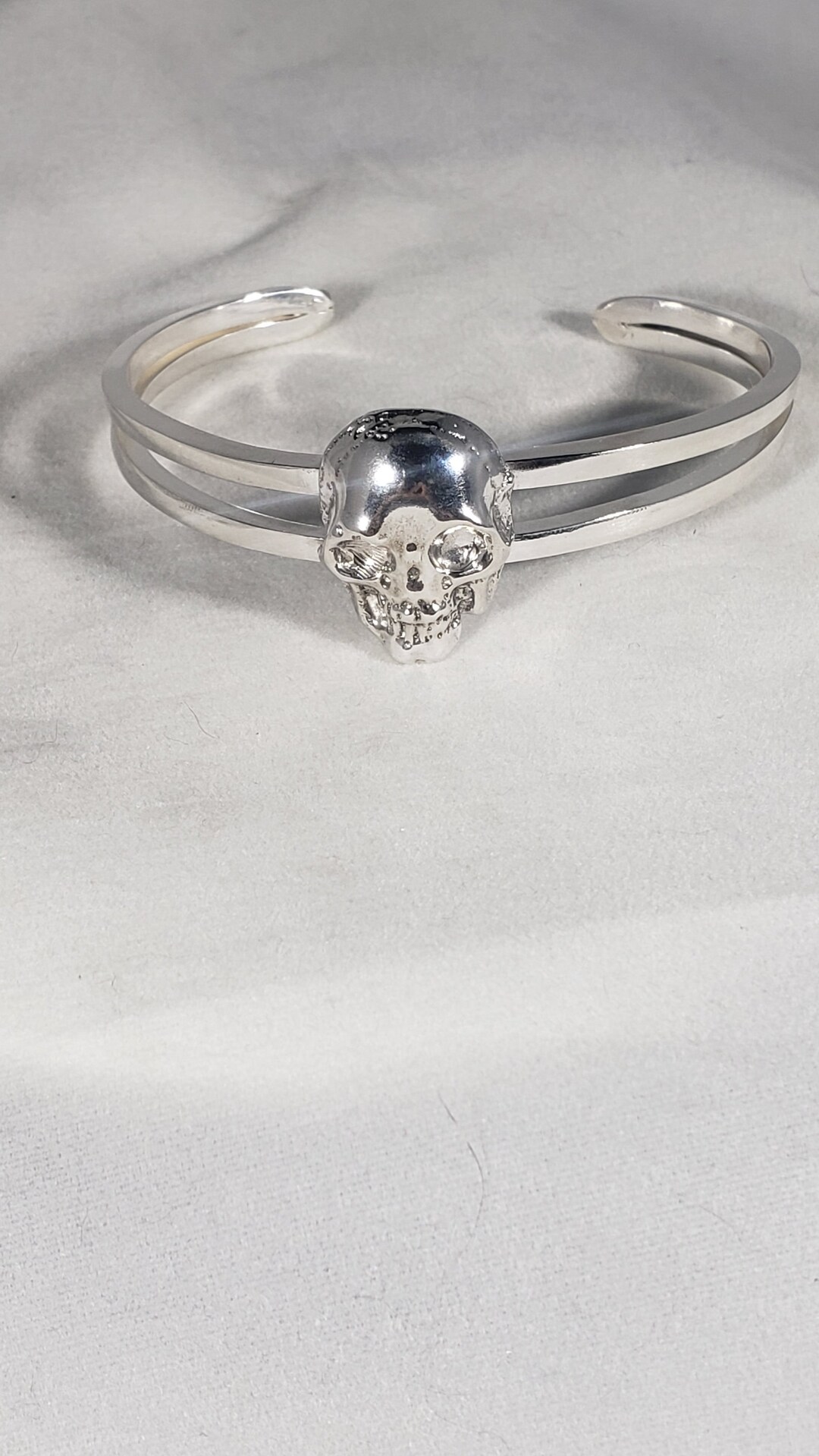 Skull Head Bracelet, Men's or Ladies Silver Skull Bracelet, Polished ...