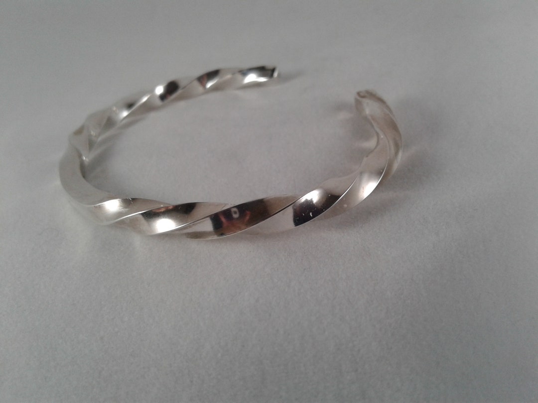Twisted Silver Bracelet, Men's Silver Bracelet, Twisted Square Wire ...