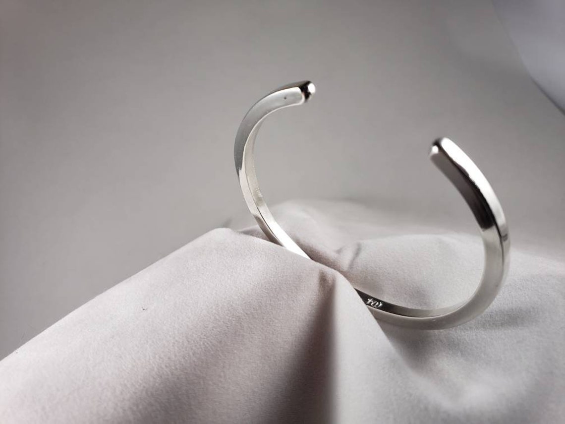Solid 4mm Silver Cuff, Silver Cuff, Ladies or Men's Silver Cuff. Heavy ...