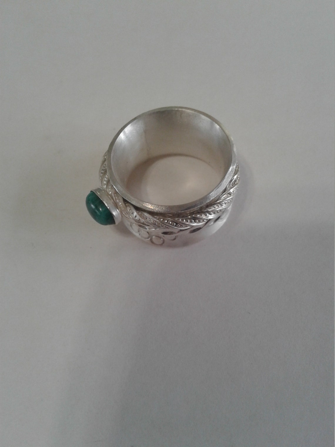 Spinner Ring With Emerald, Emerald Spinner Ring, Silver Spinner Ring ...