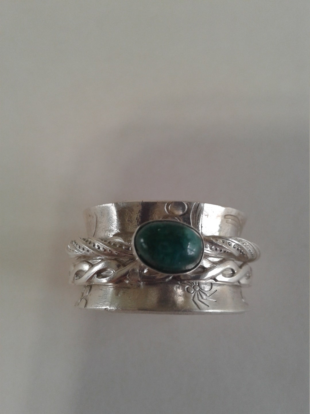 Spinner Ring With Emerald, Emerald Spinner Ring, Silver Spinner Ring ...