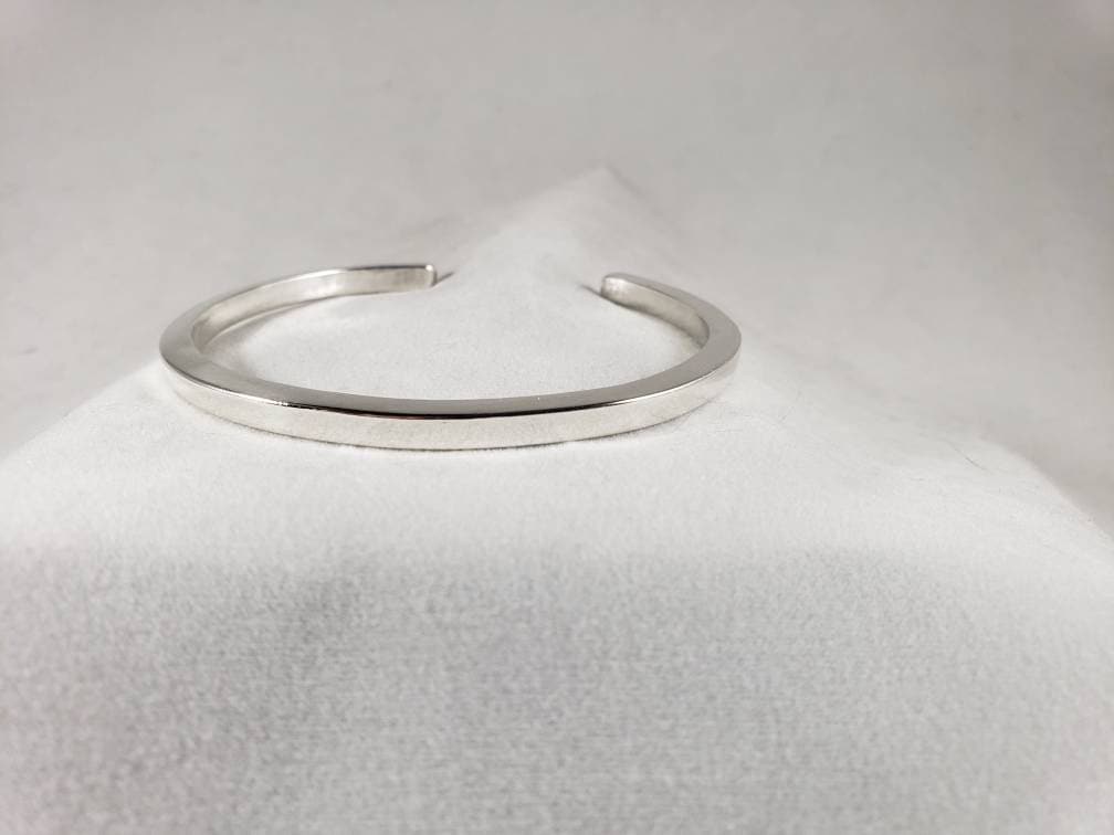 Solid 4mm Silver Cuff Silver Cuff Ladies or Men's Silver - Etsy