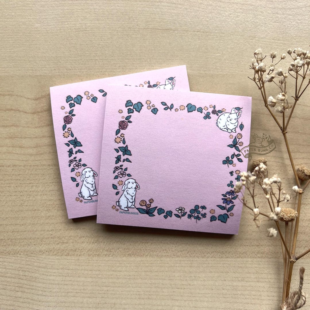 Pink Garden Buns Sticky Notes | Post It Notes, Sticky Memo Pad - Etsy