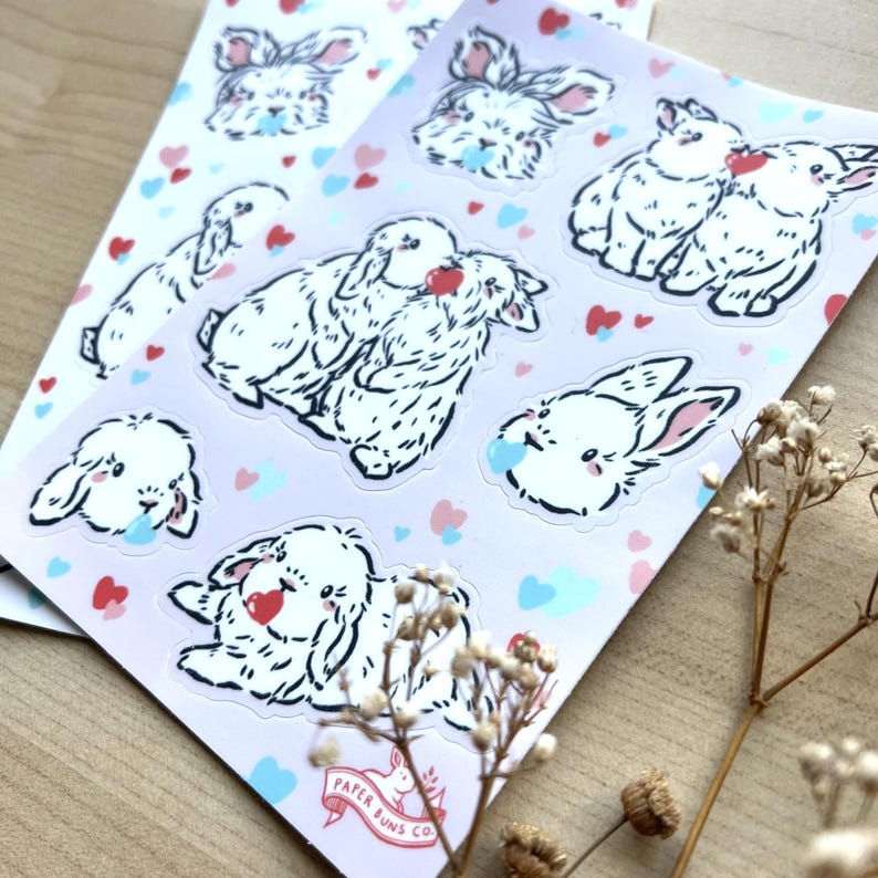 Heart Kiss Buns | Vinyl Sticker Sheet | Waterproof - Etsy