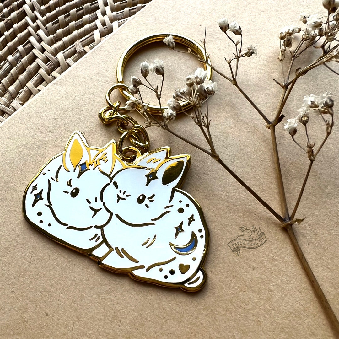 Two Twinkle Buns White Gold Bunny Rabbit Enamel Key Chain - Etsy