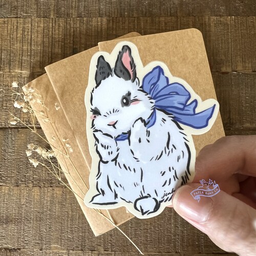 Blue-eyed White Rabbit Sticker Chibi Printed Vinyl BEW Bunny - Etsy