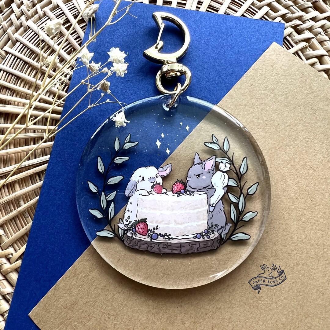 Cake Buns Bunny Acrylic Keychain With Glitter Epoxy Coating - Etsy