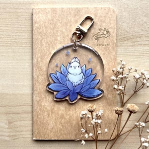 Blue Water Lily Bun | Bunny Rabbit Acrylic Keychain With Glitter Epoxy ...