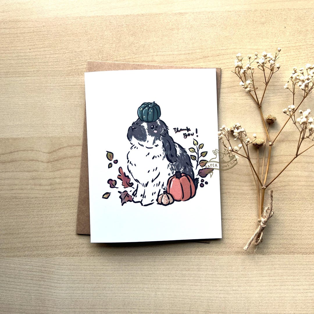 Pumpkin Lop TY Card | Thank You Card, Gratitude Card, Blank Card - Etsy UK