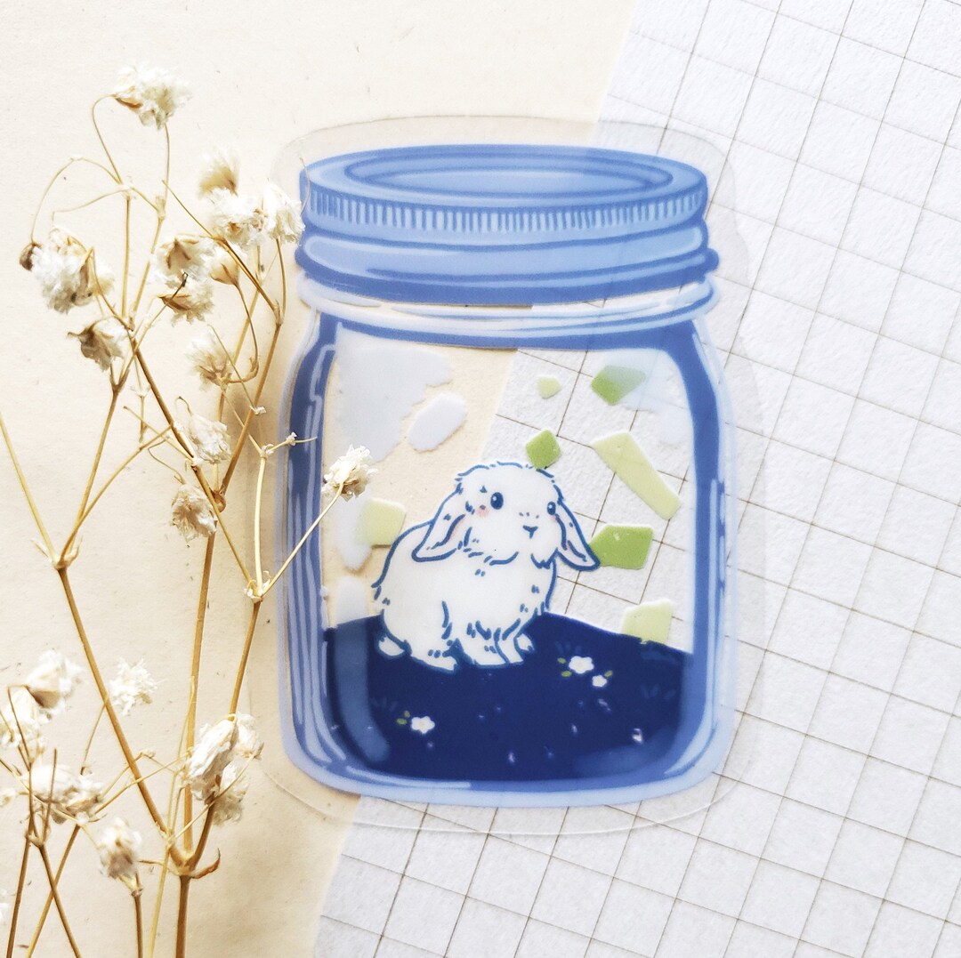 Lop Bun in Glass Jar Clear Sticker - Etsy