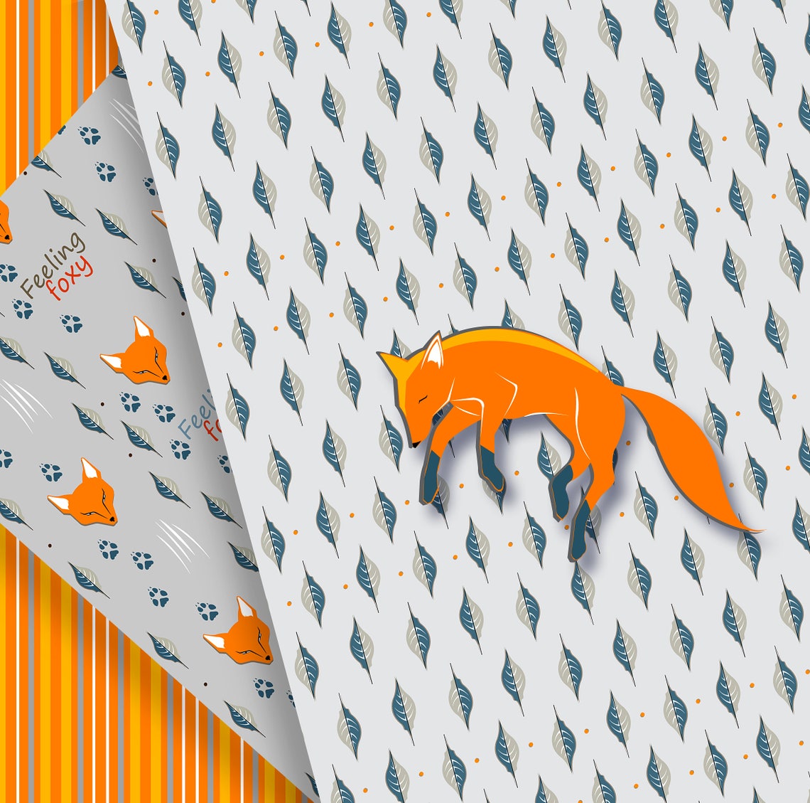 Digital Papers A4 Print Pattern Cut Element Fox | Etsy