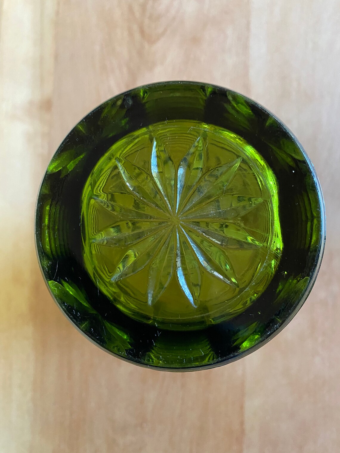 Green Pressed Glass Tall Vase Etsy