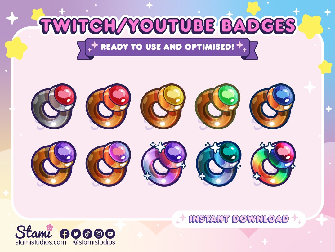 Rainbow Power Rings Twitch/youtube/discord Sub Badges / Bit Badges ...