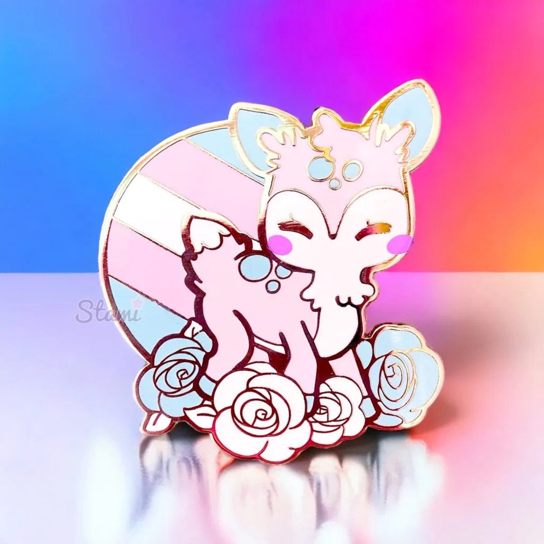 Deer Trans LGBTQ Pride Identity Flag Cute Flower Enamel Pins Lapel Pin ...