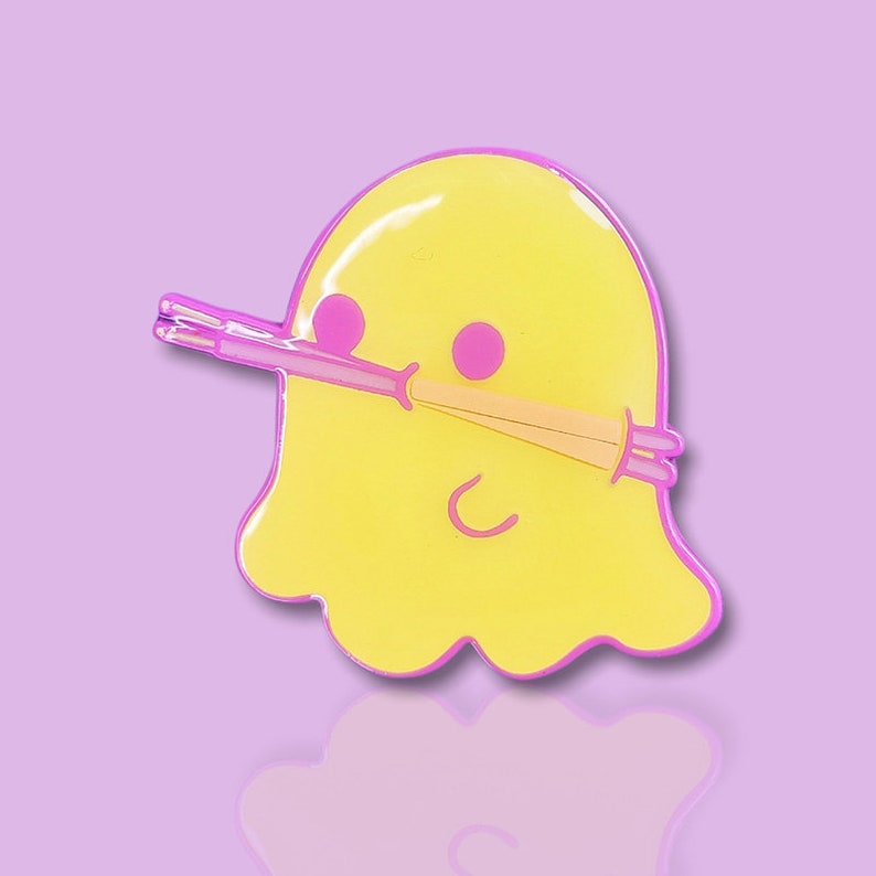 Greedy Ghost Enamel Pin – Halloween Yellow Pocky Lapel Badge - Etsy