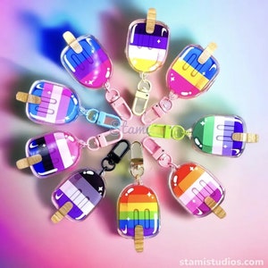 Popsicle Lesbian LGBTQ+ Pride Identity Flag Cute Flower Acrylic Charm ...