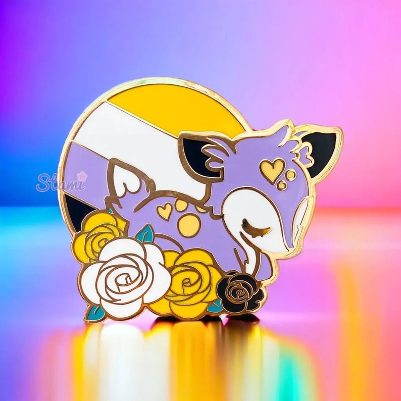 Deer Nonbinary NB LGBTQ Pride Identity Flag Cute Flower Enamel Pins ...