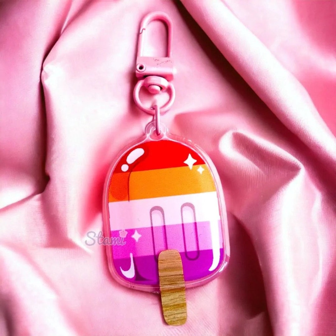 Popsicle Lesbian LGBTQ+ Pride Identity Flag Cute Flower Acrylic Charm ...