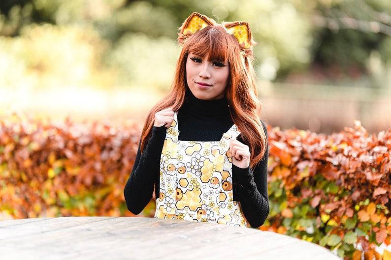 Bee Cute Bumble Bee Honey Comb Print Kawaii Overalls - Etsy