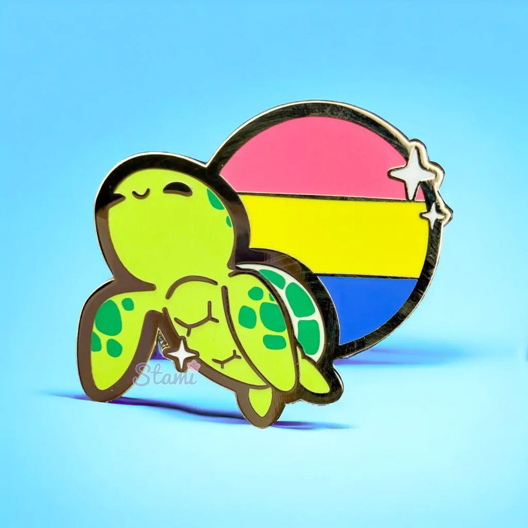 Turtle Pansexual LGBTQ+ Pride Identity Flag Cute Sea Life Enamel Pins ...