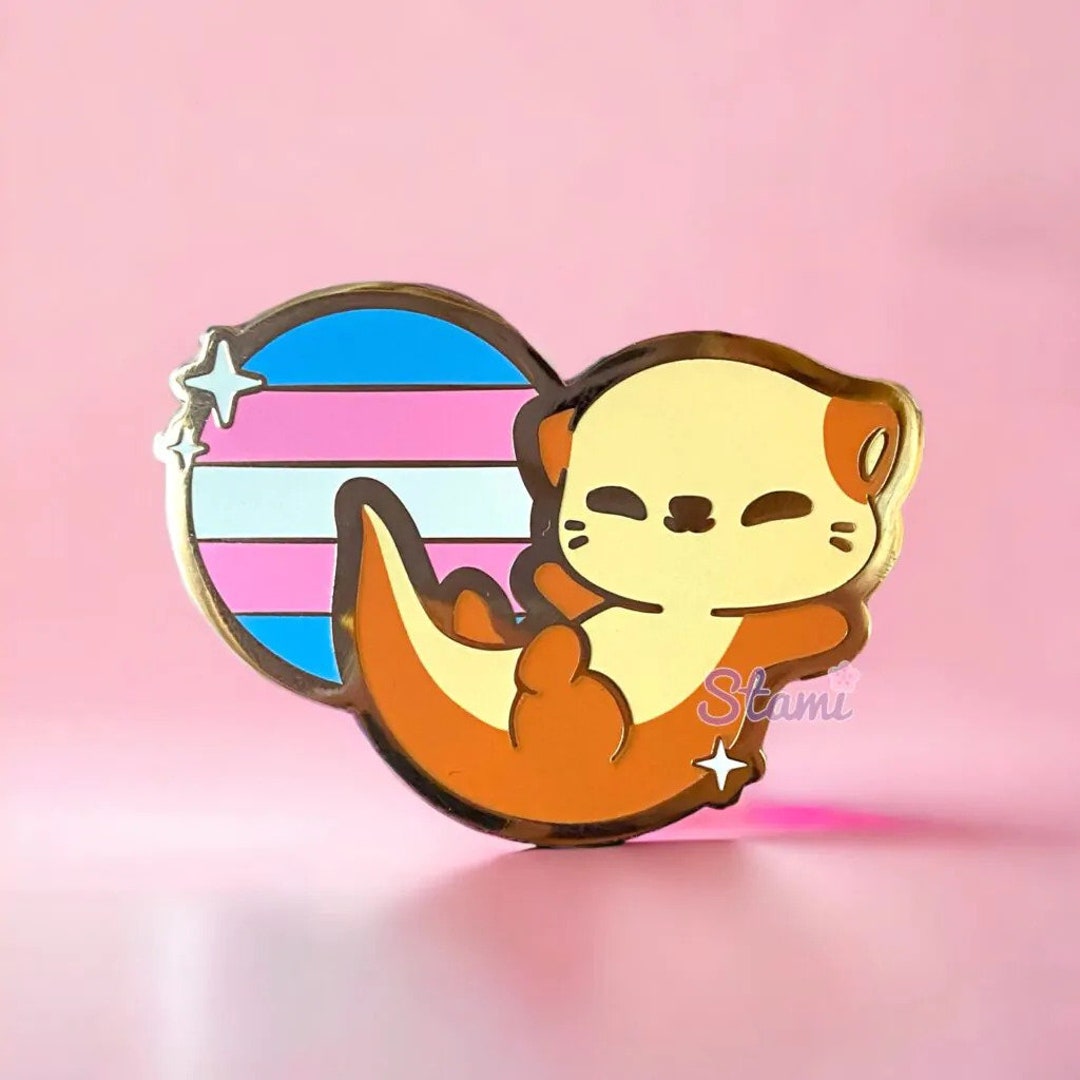 Otter Trans Pride Pin | Kawaii Chibi LGBTQ+ Gold Plated Enamel Pin - Etsy