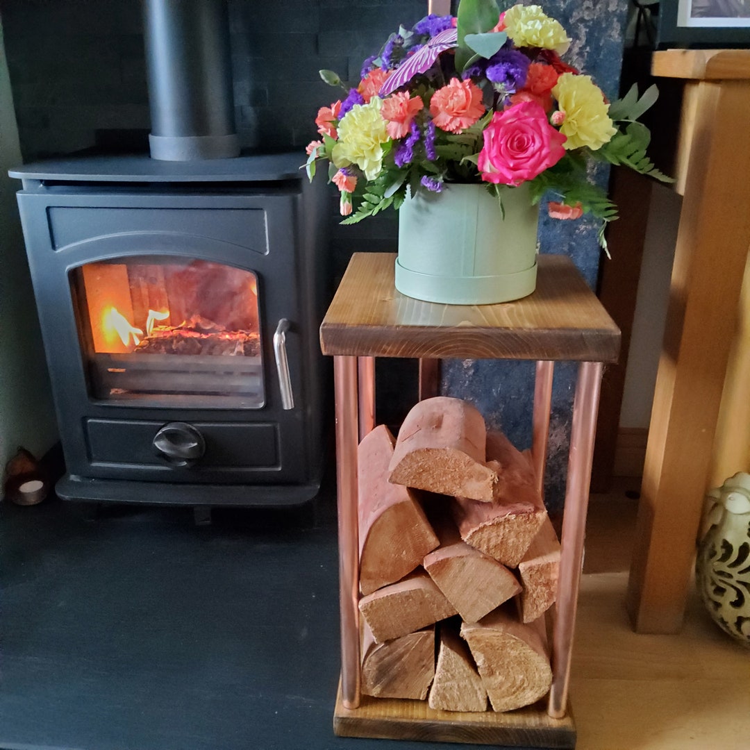 Handmade Log Holder/ Small Table/ Side Table/ Sofa Table / Copper and ...