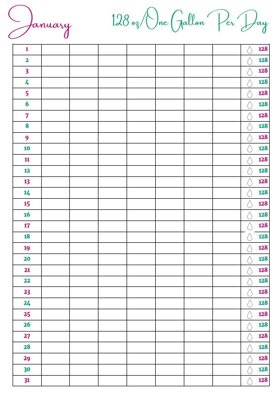 Water Tracker Printable Habit Tracker Daily Monthly Yearly PDF One ...
