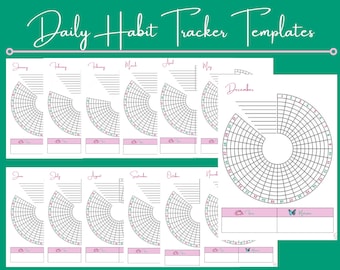 Printable Circle Habit Tracker With Rainbow Colours: Daily, Weekly and Monthly Habits, Vertical ...