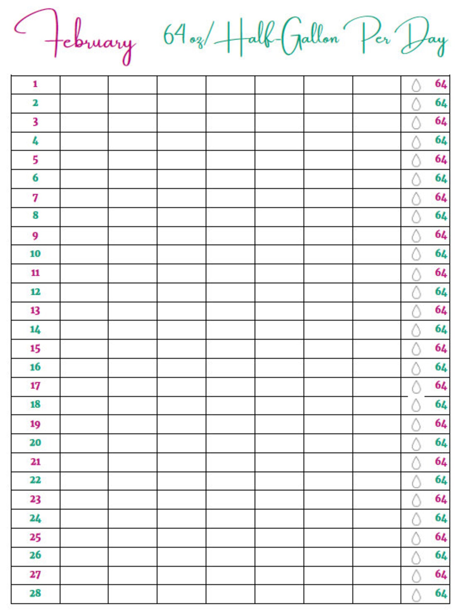 Water Tracker Printable Habit Tracker Daily Monthly Yearly PDF Half ...