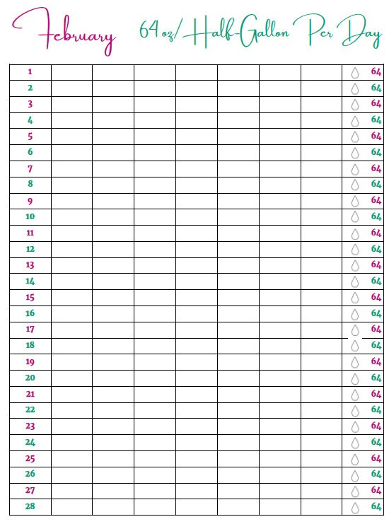 Water Tracker Printable Habit Tracker Daily Monthly Yearly PDF Half ...