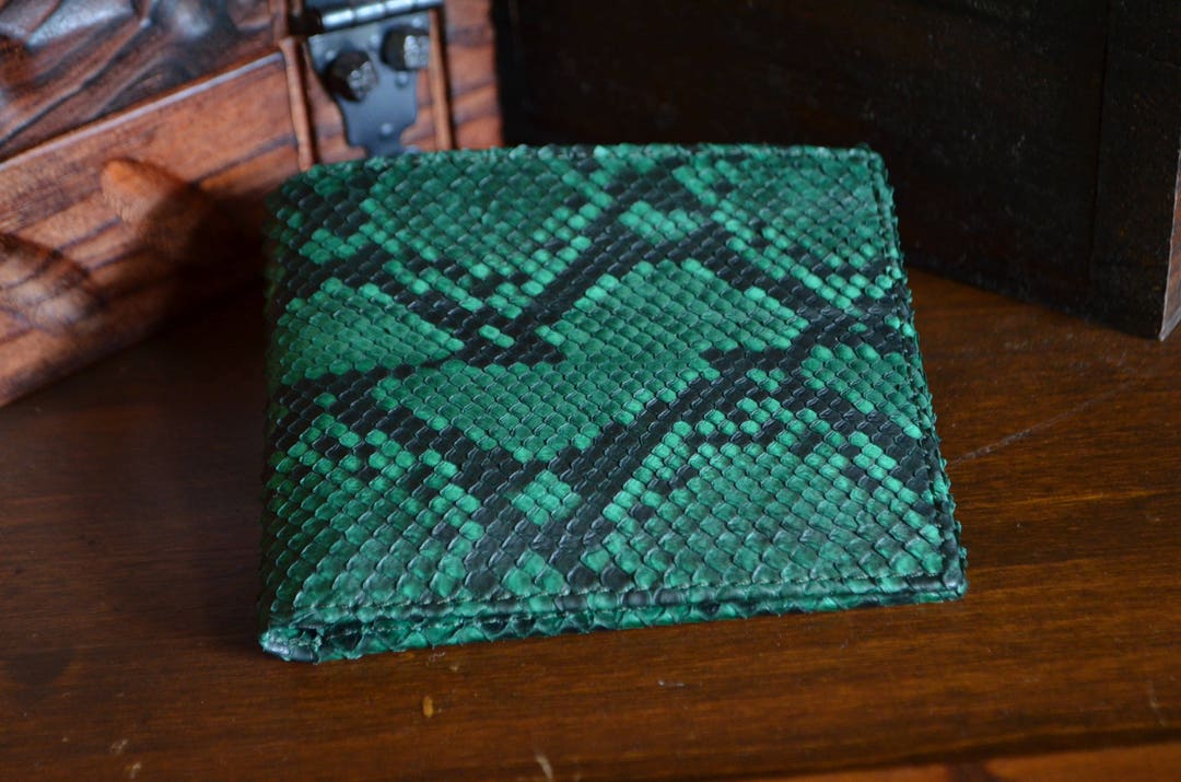 MA Leather Genuine Python Snake Green Matte Back Wallet Firenze Nr. 14 ...